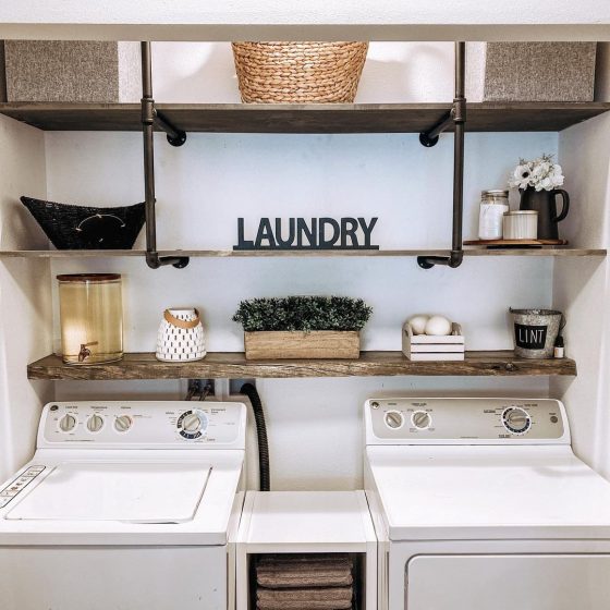 14 Stylish Shelving Over Washer and Dryer Ideas - EdgeFurnish